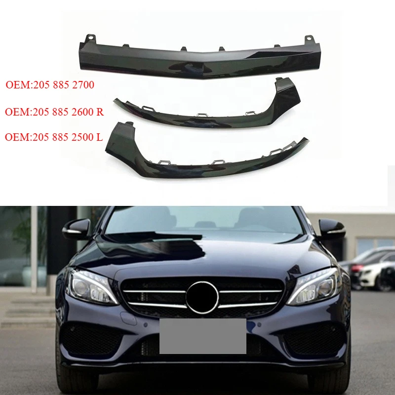 Front Bumper Lip Spoiler Splitter for Mercedes-Benz Class C W205 C300 ...