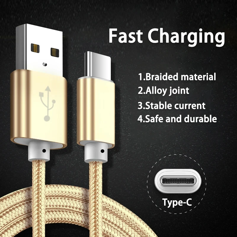 0-25M-3A-Nylon-Braid-Fast-Charging-Type-C-Cable-for-Samsung-Xiaomi ...