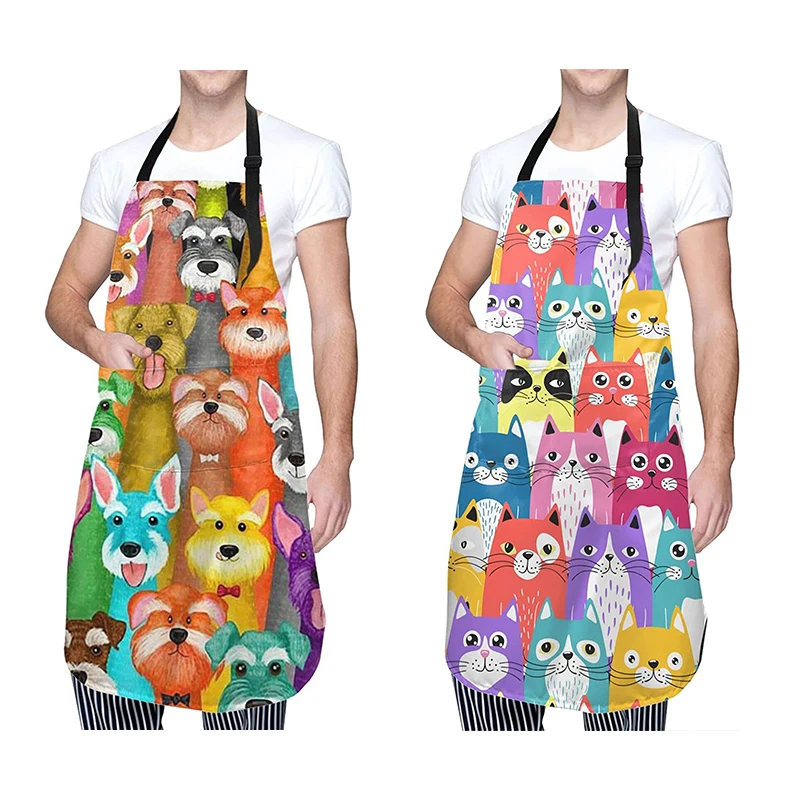 Cute Dog Pets Grooming Apron with 2 Pockets Adjustable Waterproof Bib ...