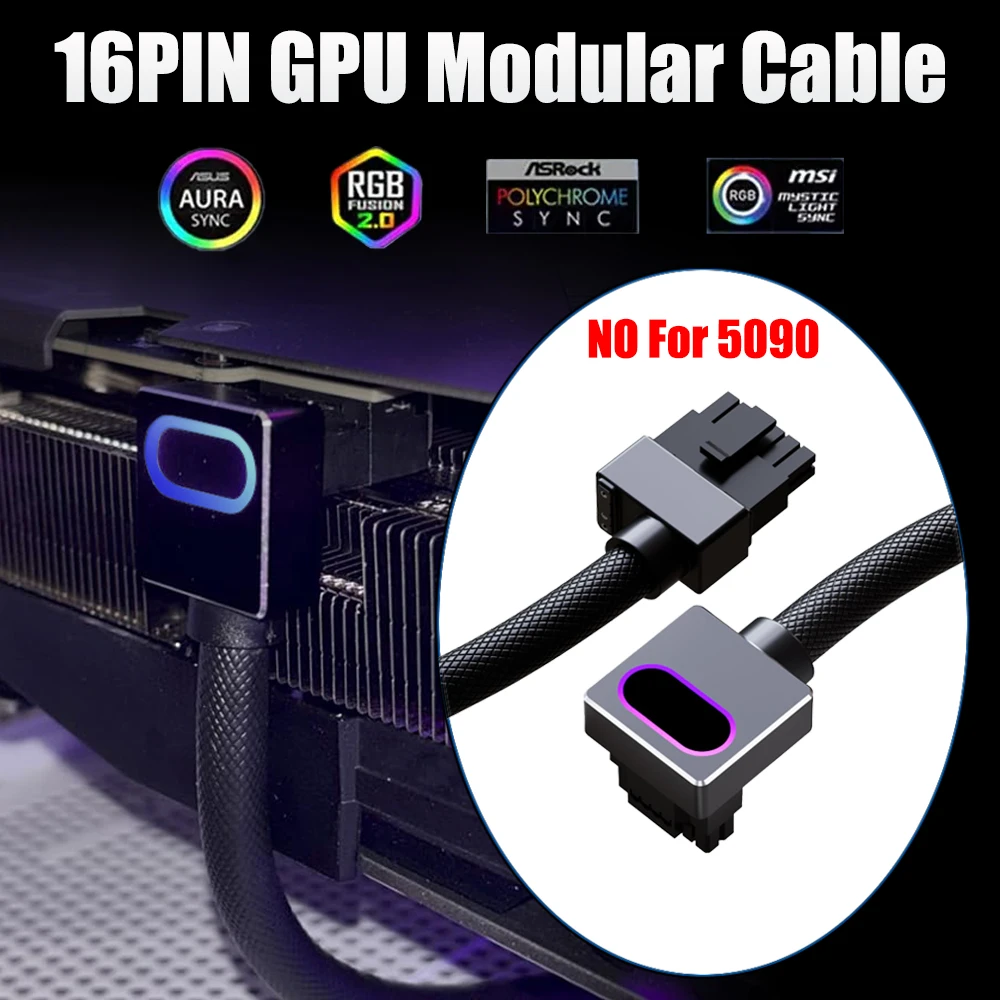ARGB 16PIN GPU Modular Cable For Computer Power Supply Copper Wire ...