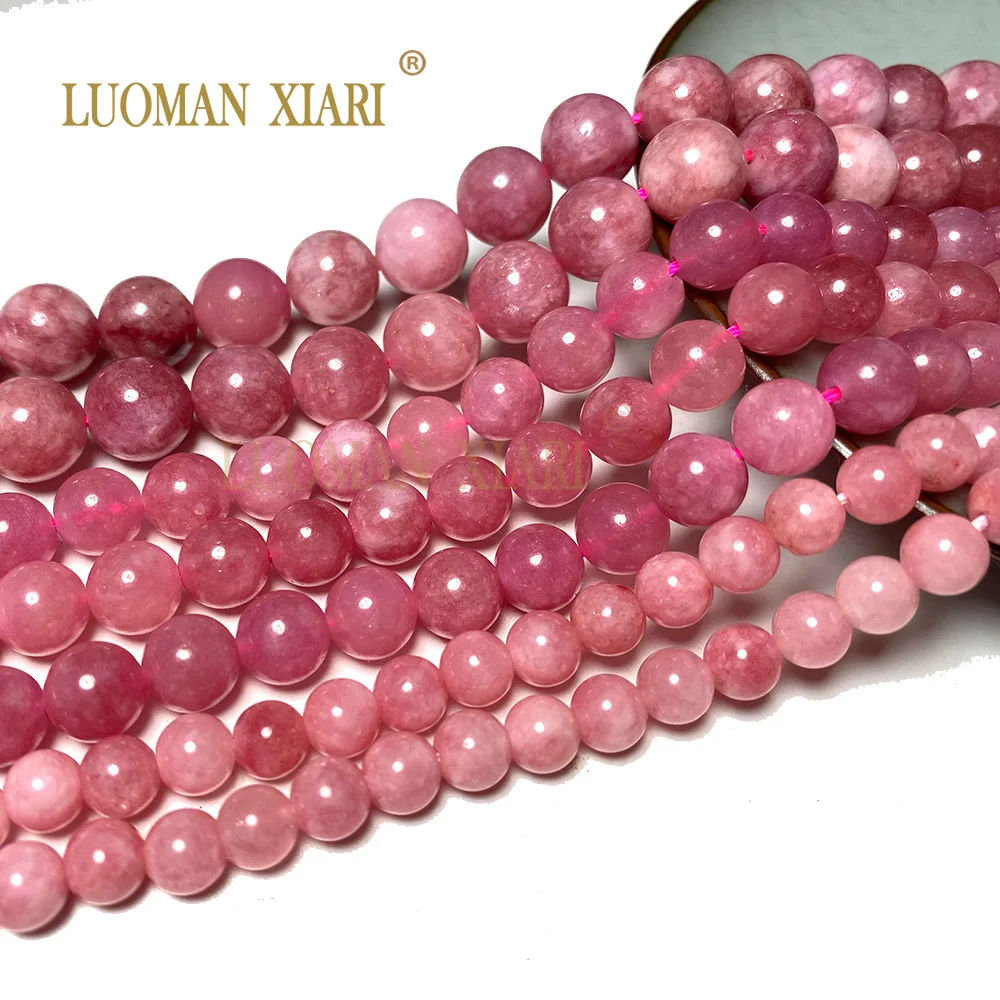 Natural-Light-Red-Chalcedony-Rhodochrosite-Stone-Loose-Round-Spacer ...
