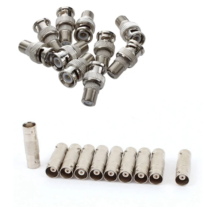 10Pcs BNC Male To F Female CCTV Camera Coax Cable Connector & 10Pcs BNC ...