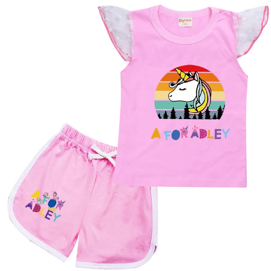 A for Adley Kids Student Sports Training Clothes Suit Summer Children T ...