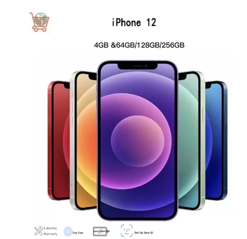 Original-Apple-iPhone-12-Used-New-5G-LTE-Cell-Phone-6-1-4GB-64-128 ...
