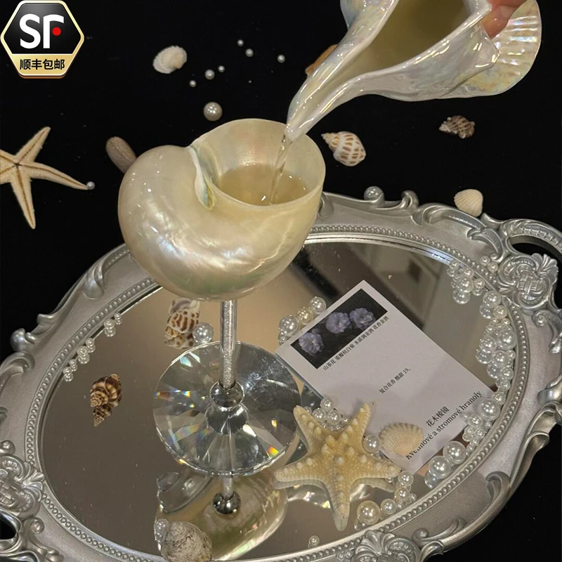 Luxury High Stem Conch Champagne Shell Cocktail Glass Sweet Wine Cup ...