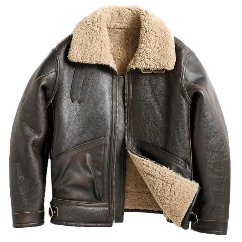 Dark-Brown-Winter-Shearling-Jacket-Men-American-Retro-Style-Plus-Size ...