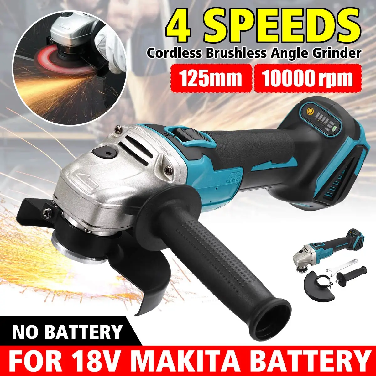 125mm-Brushless-Cordless-Angle-Grinder-Variable-4-Speed-DIY-Cutting ...