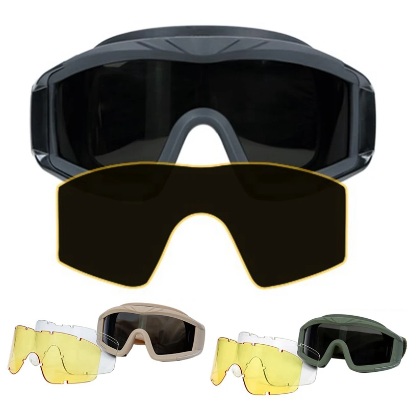 Airsoft Goggles Outdoor Cycling Anti Fog Tactical Glasses Ballistic ...