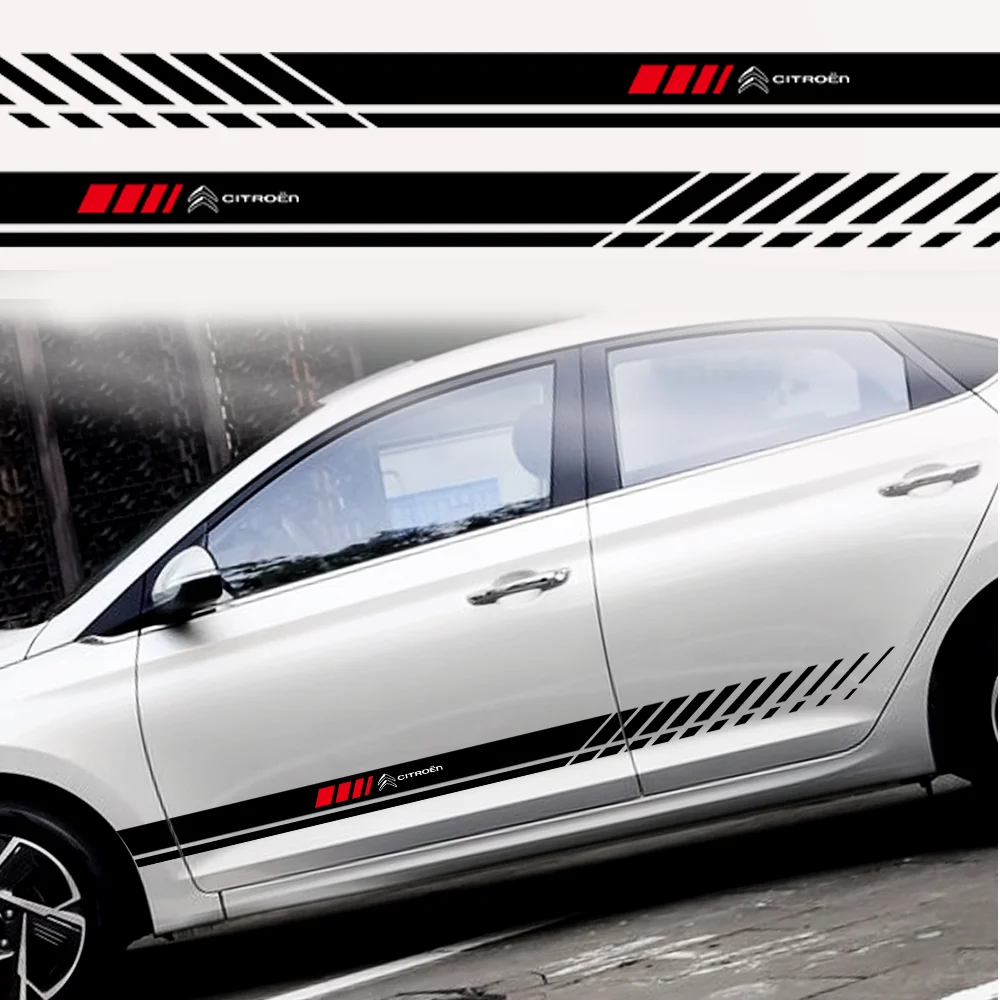 Car Door Side Skirt Stripe Stickers Racing Sport Vinyl Decals ...