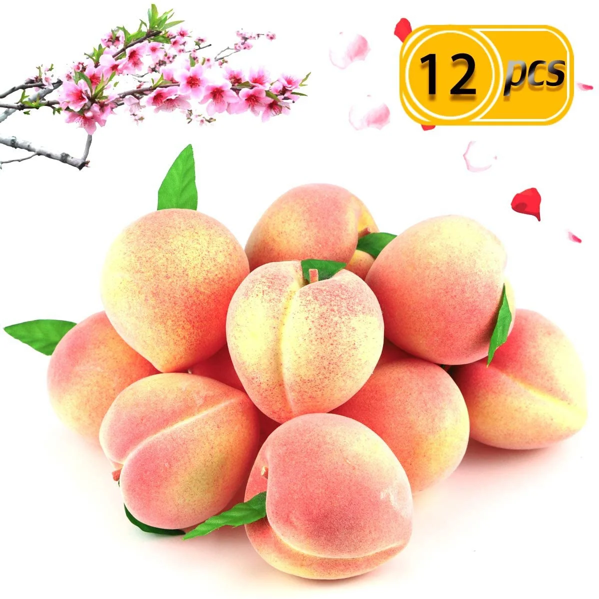 12PCS Artificial Fruit Plastic Lifelike Peach Home Display Decoration ...