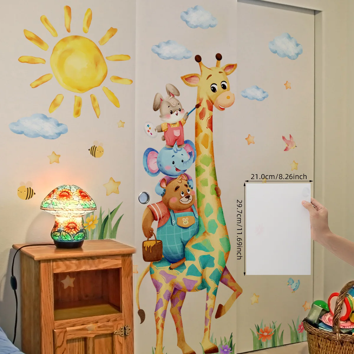 Animal Wall Sticker Baby Living Room Sofas Wall Decor Adhesive ...
