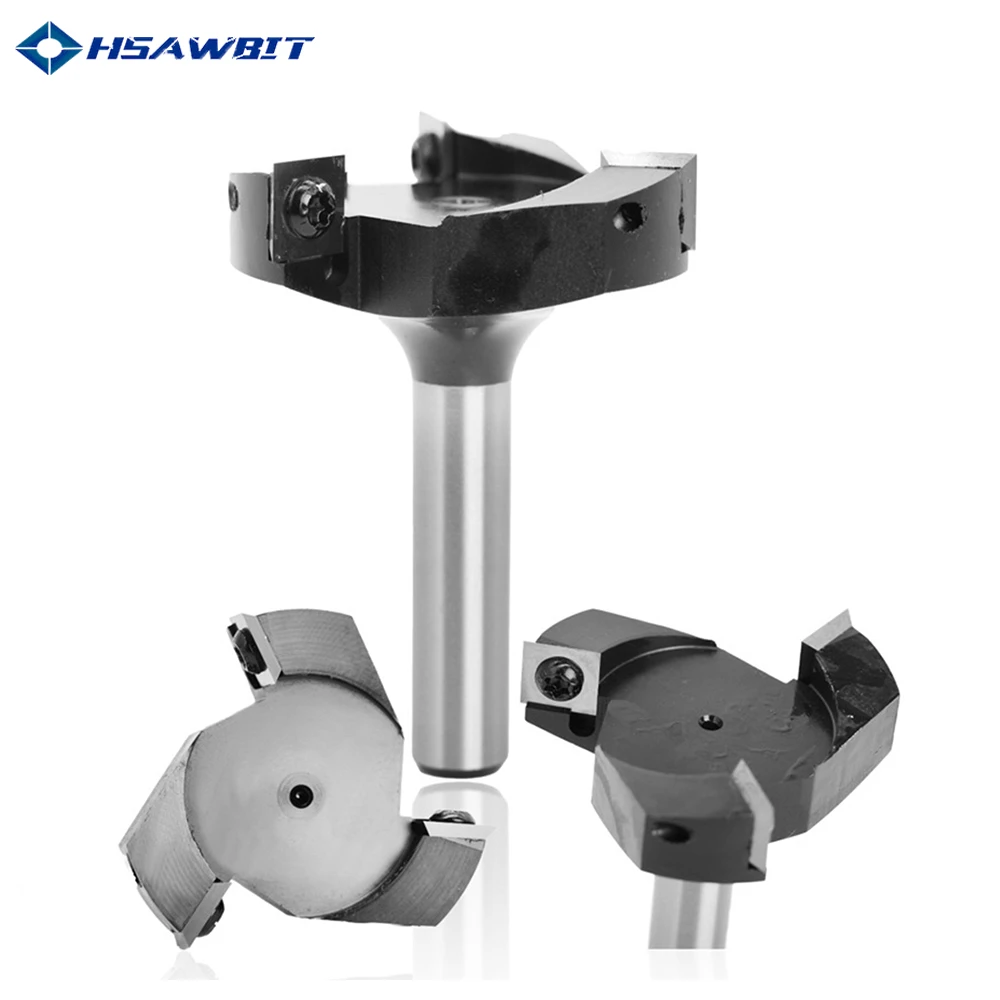 3-flute Wood Planer Bit 33mm 37mm 57mm Cutting Diameter 8mm 12mm Shank ...