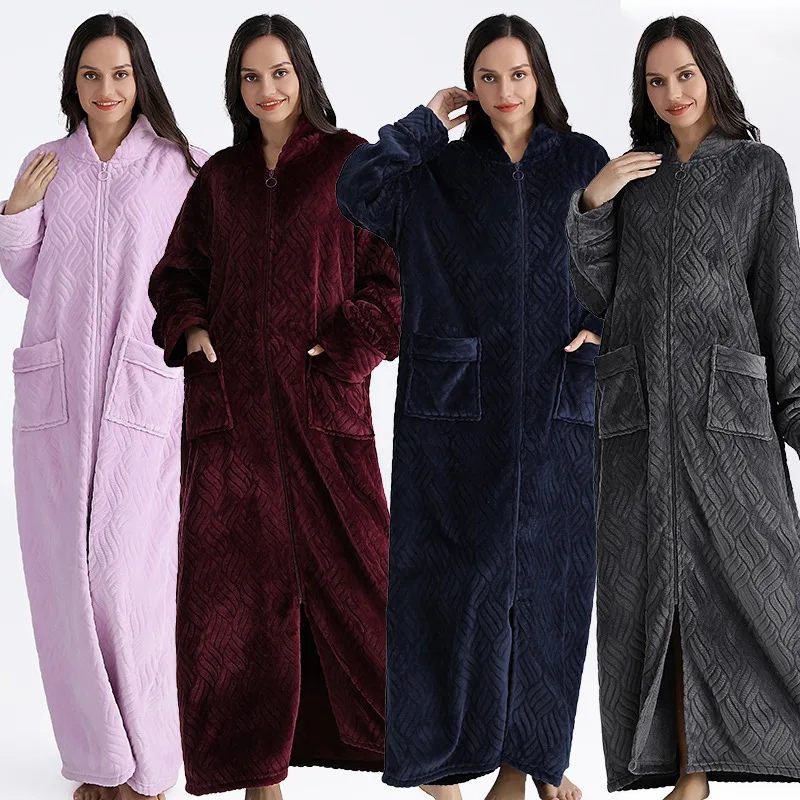 Women-Ultra-Long-Plus-Size-Thick-Warm-Bathrobe-Lovers-Winter-Thermal ...