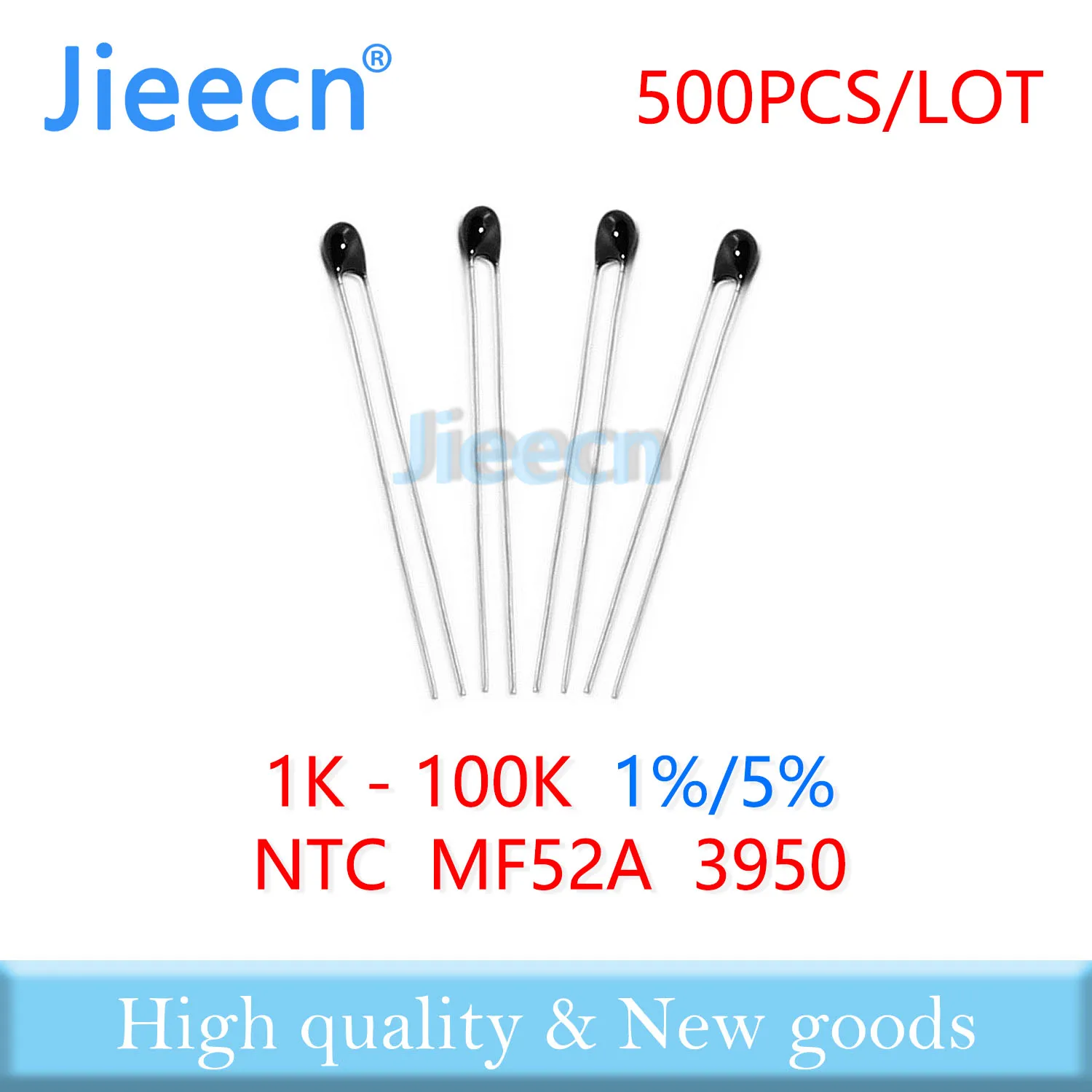 500PCS NTC Thermistor Thermal Resistor MF52 NTC-MF52AT 1K 2K 3K 4.7K 5K ...