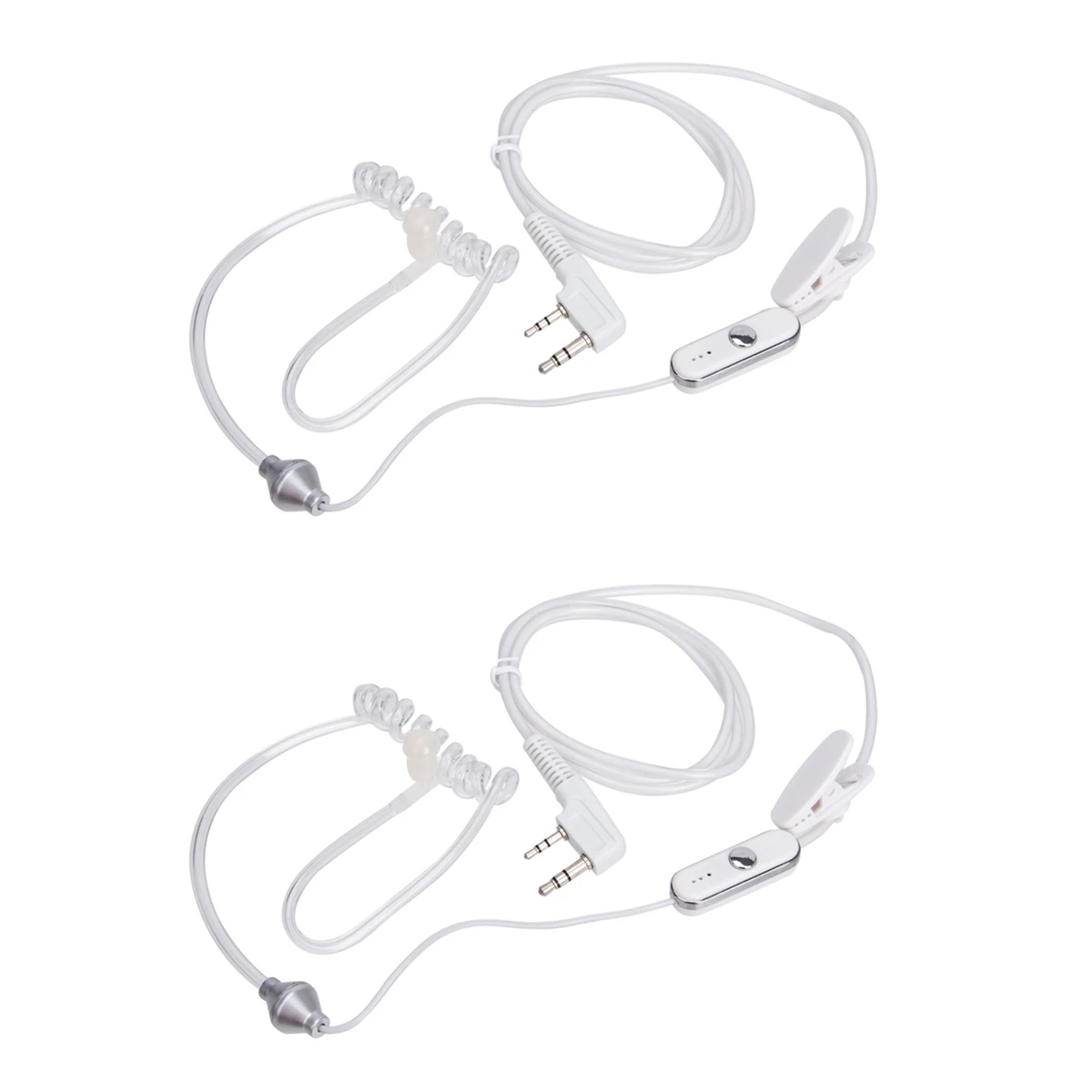 2PCS-2Pin-Dual-Earphone-Earpiece-Mic-PTT-for-BAOFENG-KENWOOD-ETC-Radio ...