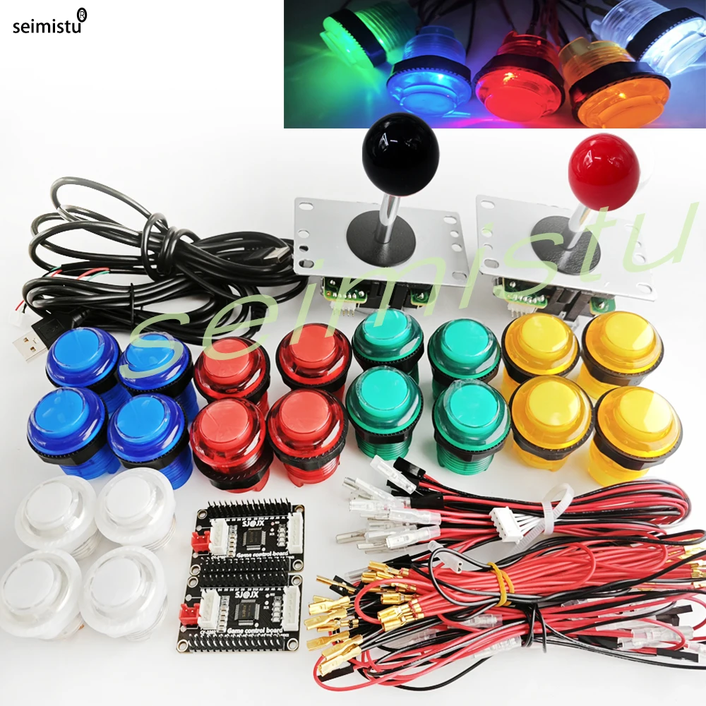 Joystick-Arcade-DIY-Kit-para-2-Jogadores-Pe-as-LED-Bot-o-Joysticks ...