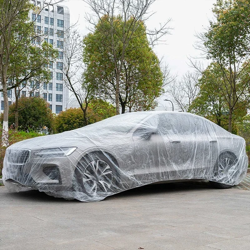 Universal Car Shield Cover PE Transparent Covers With Elastic Band Rain ...