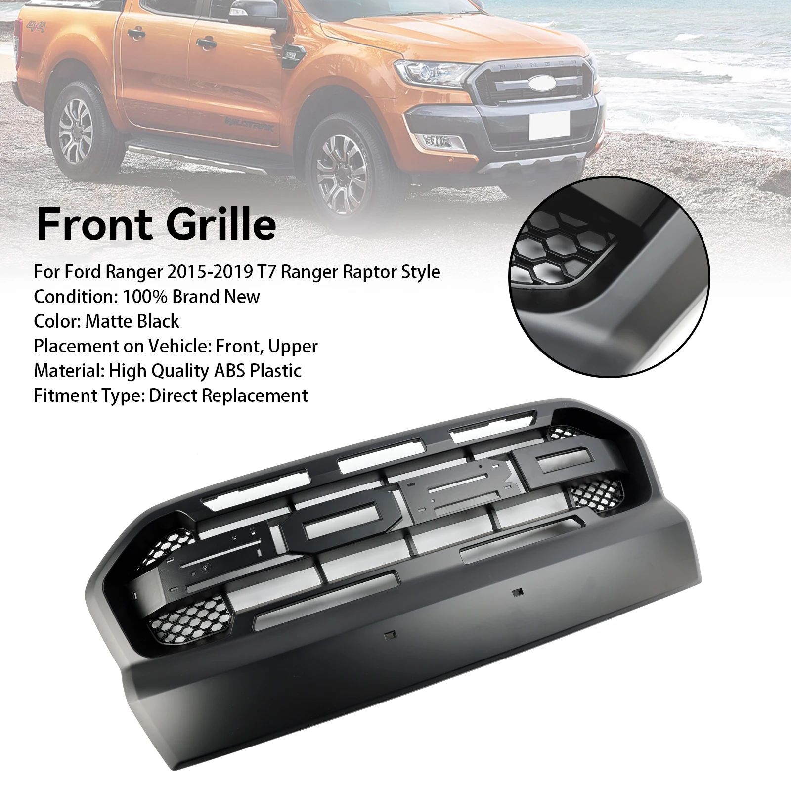 Matt-Black-Ranger-Raptor-Style-Front-Bumper-Grill-Fit-for-Ford-Ranger ...