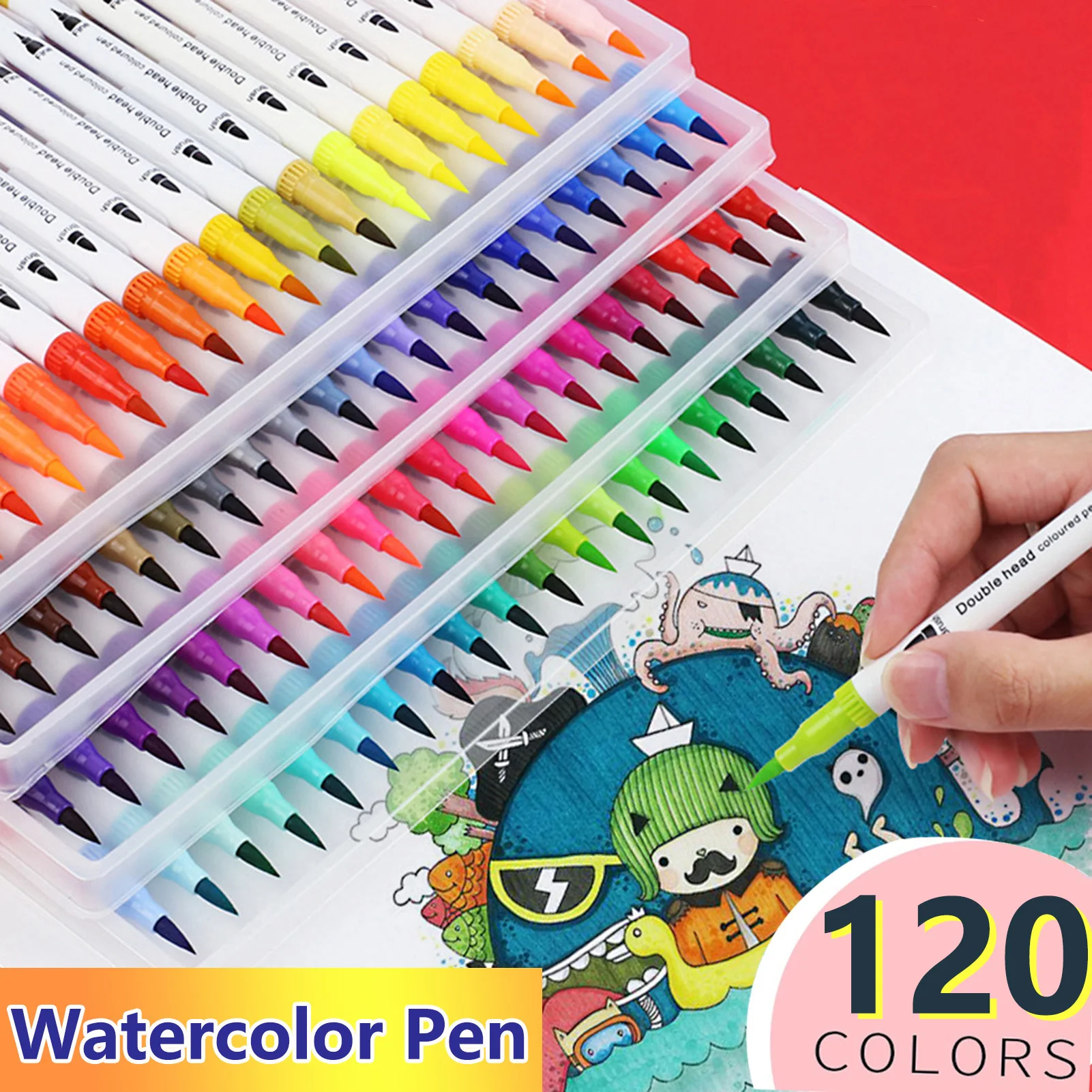 12-100 Water Color Pens Set Markers Double Head Brush Drawing Aesthetic ...