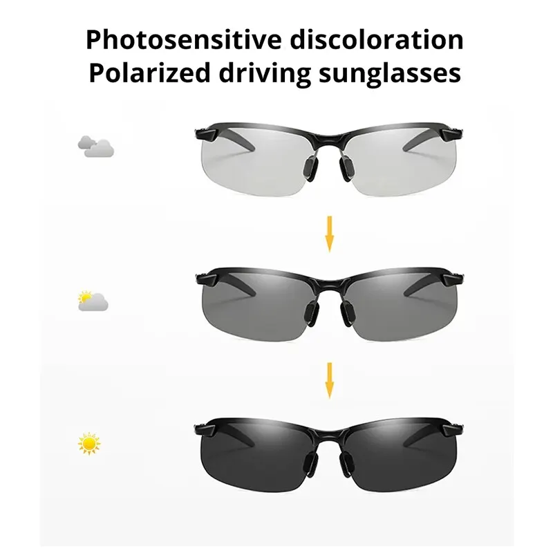 Photochromic Sunglasses Men Polarized Driving Chameleon Glasses Male ...