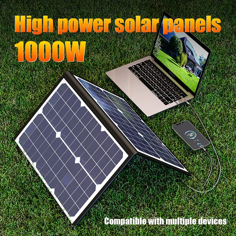 1000W Portable Foldable Solar Panel Kit Complete Solar Power Station ...