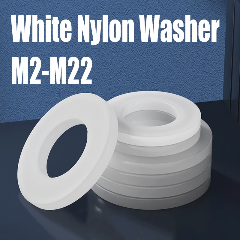 20PCS M2 M3 M4 M5 M6 M8 M10 M12 M14 M16 M18 M20 M22 White Nylon Washer ...