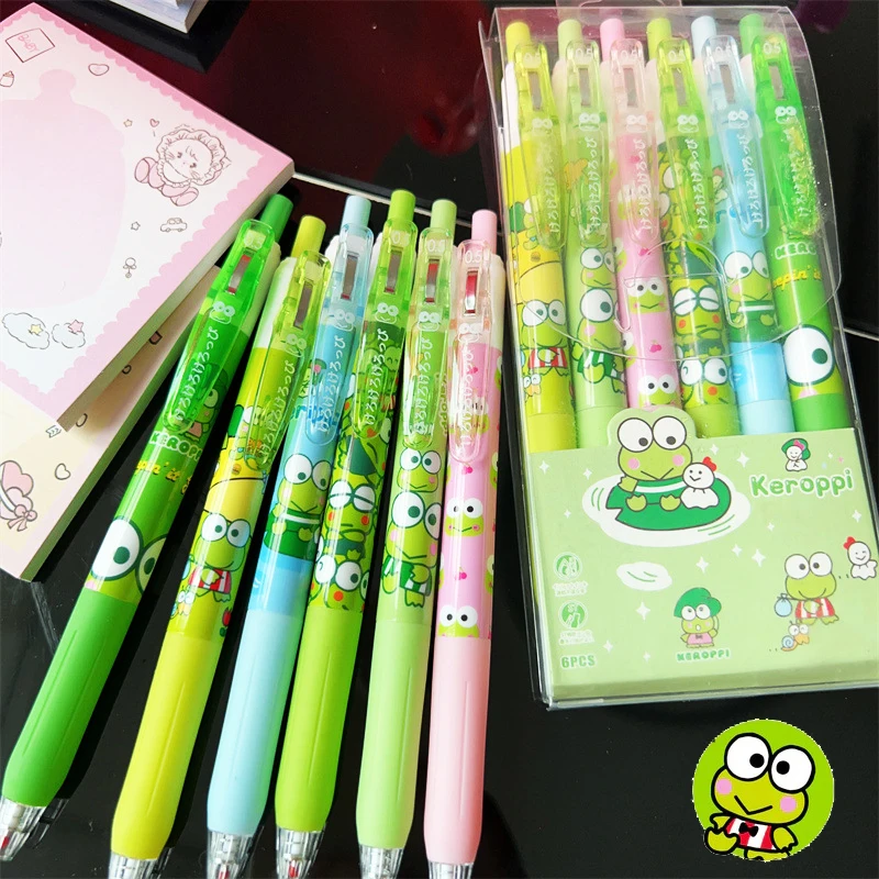 6Pcs-Sanrio-Kero-Kero-Keroppi-Neutral-Pen-Kawaii-Anime-Cute-Student ...