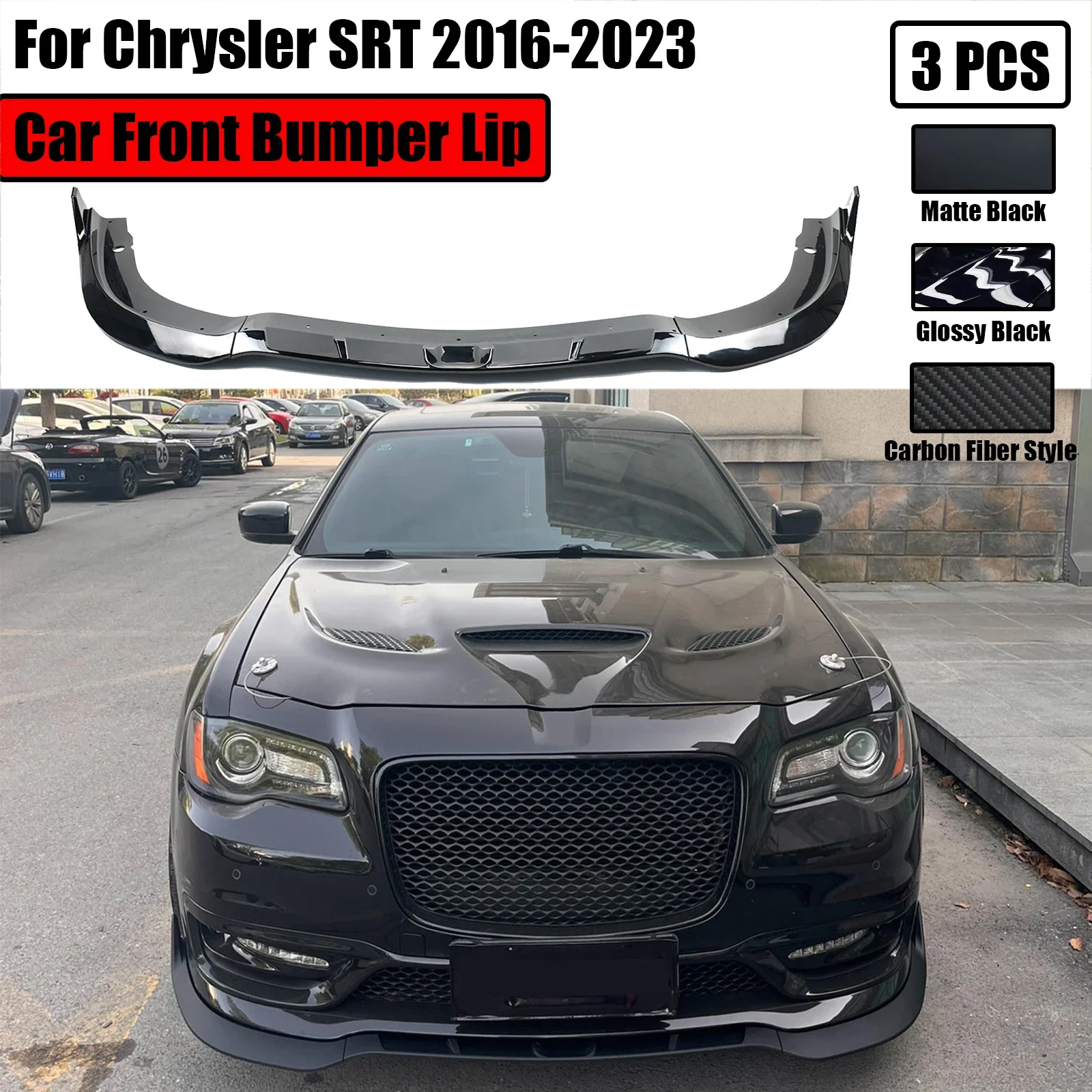 A-Set-Car-Front-Bumper-Lip-3PCS-For-Chrysler-300-C-S-SRT-2016-2023 ...
