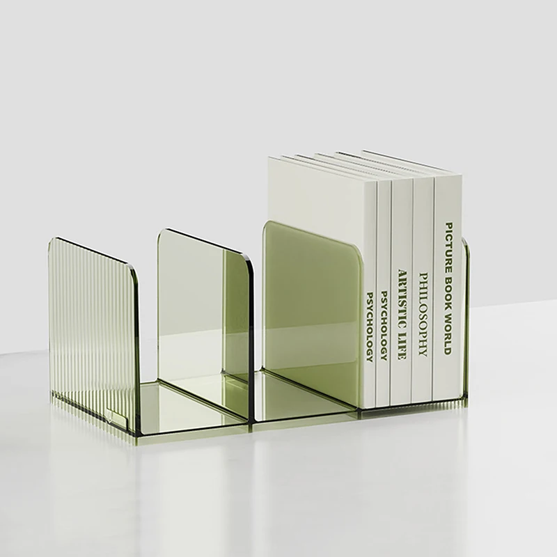 Transparent-Bookends-Stand-Bookshelf-Desktop-Decorative-Storage-Rack ...