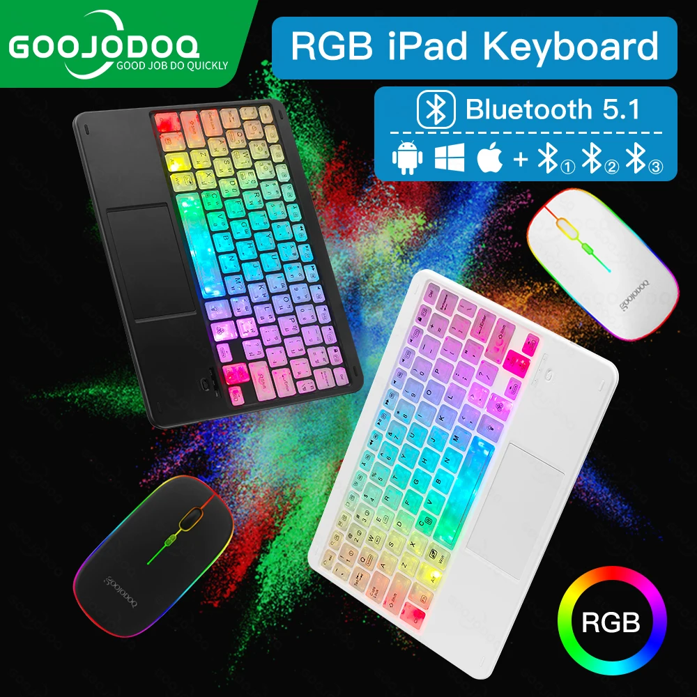 RGB-Rainbow-Backlit-Wireless-Bluetooth-Keyboard-with-Touchpad-and-Mouse ...
