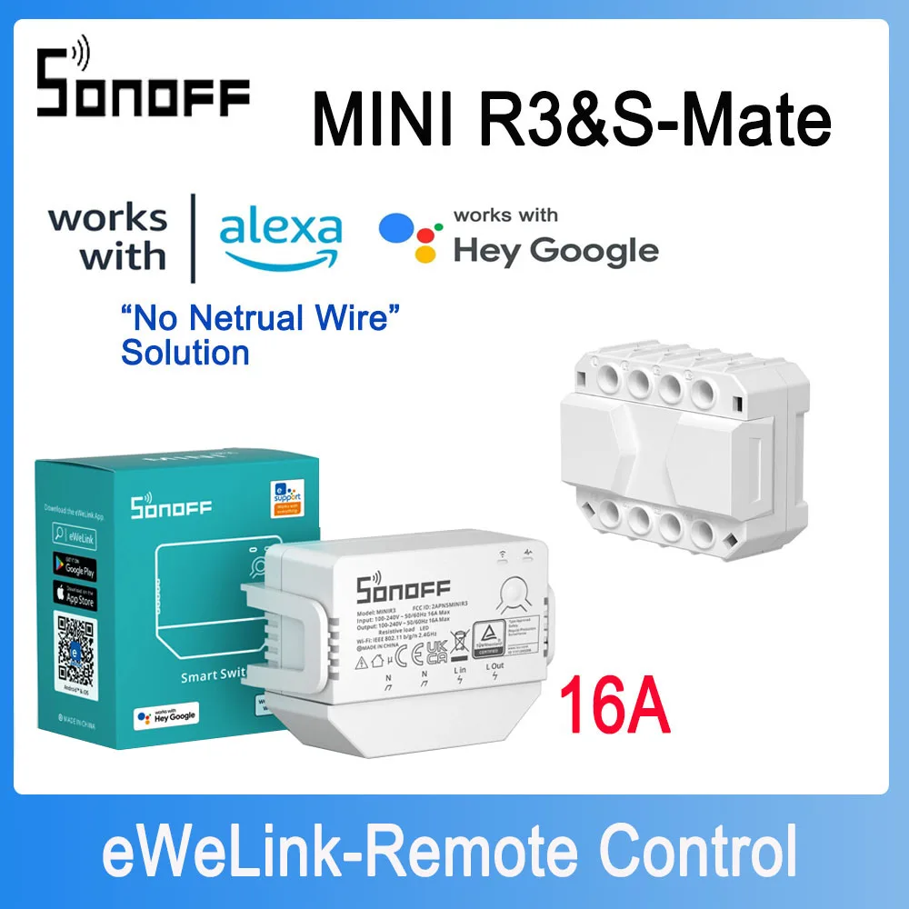 SONOFF MINI R3 16A Wifi Bluetooth Smart Switch with S MATE Switch Mate ...
