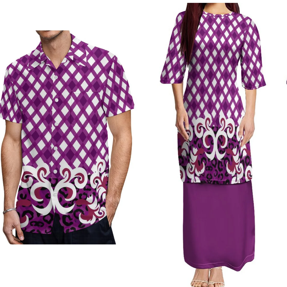 Stylish Samoan Traditional Puletasi Dress Two-Piece Polynesian Island ...
