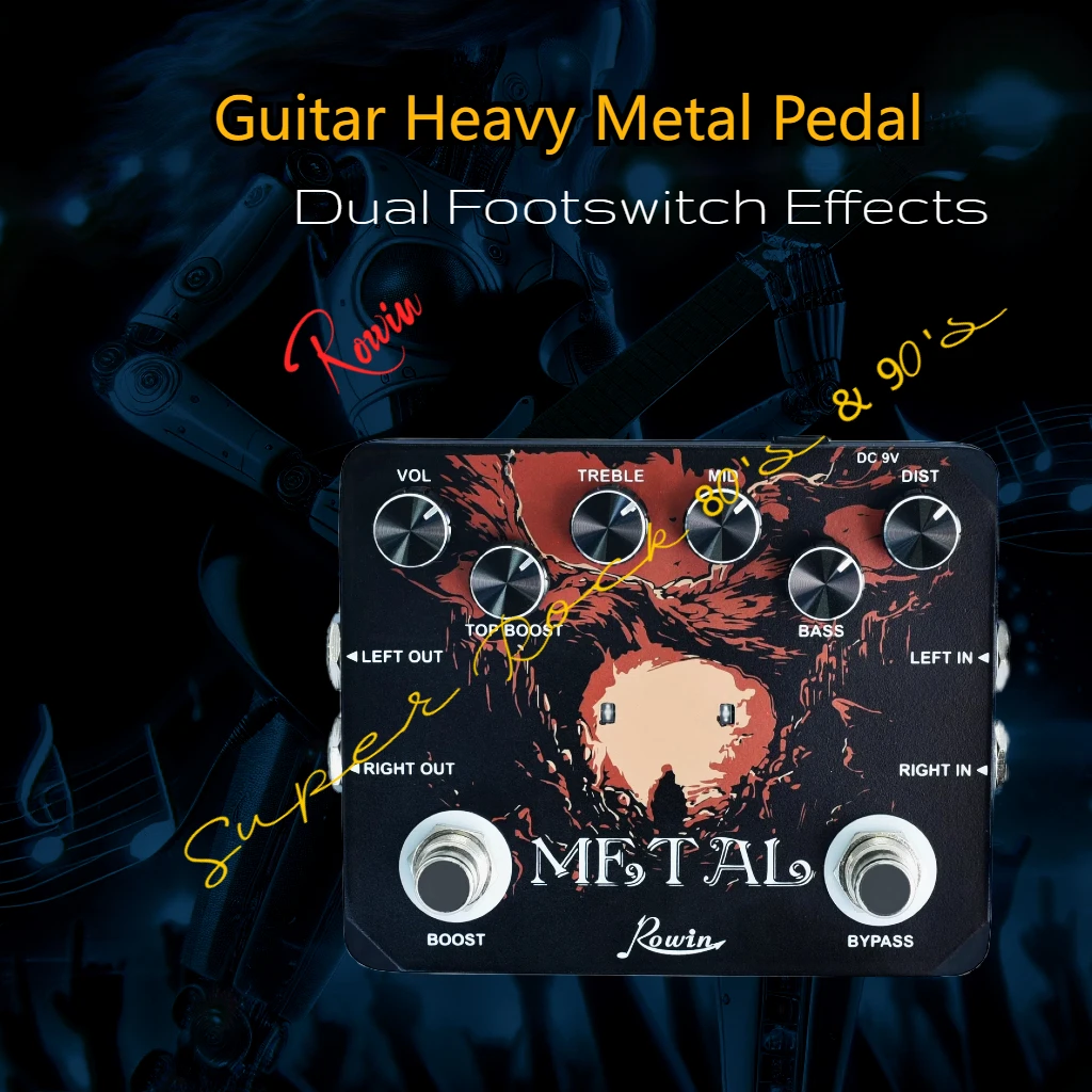 Rowin-Dual-Footswitch-Ultimate-Heavy-Metal-Effects-Pedal-Muff-Top-Boost ...