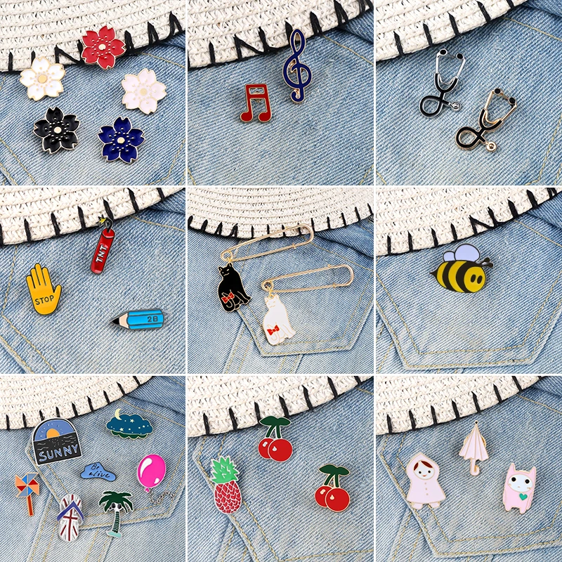 Juego de broches de dibujos animados para mujer, broche con forma de ...