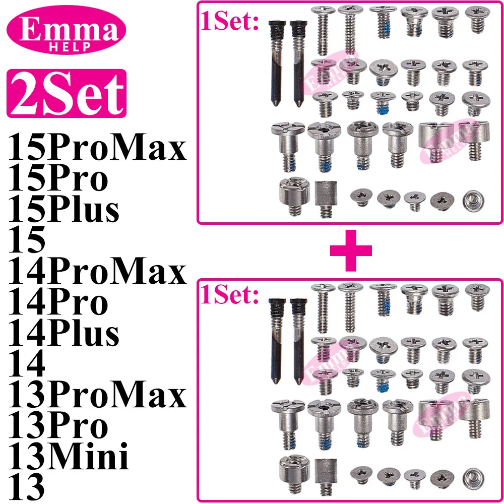 2Set Full Screw For iPhone 12 13 15 Pro Max 14 Plus Mini Mobile ...