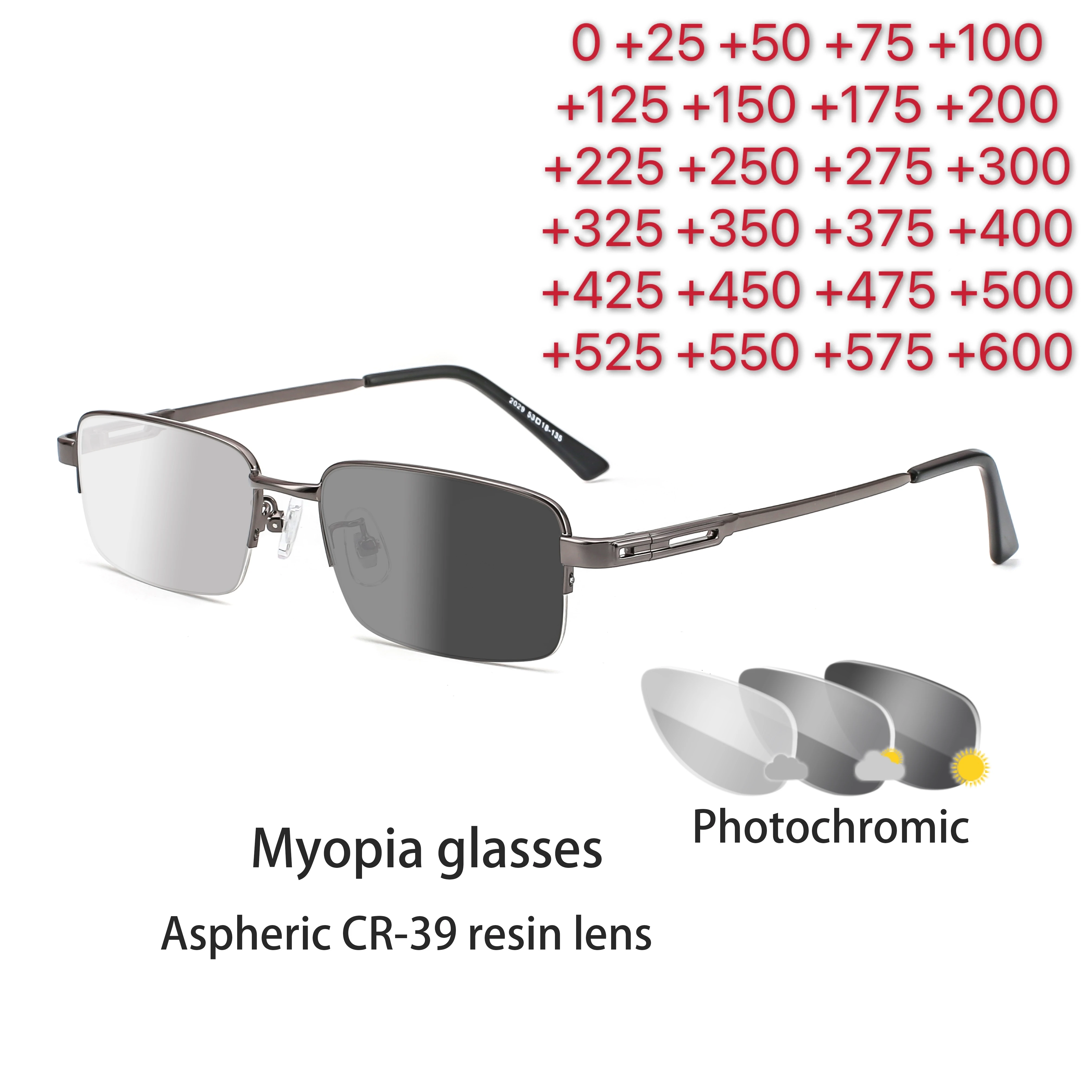 Men's and women's photochromic myopia sunglasses, chameleon lens ...