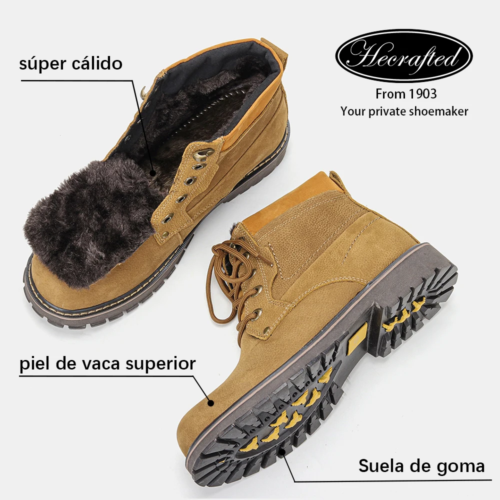 Botas de piel auténtica de vaca Natural para hombre, calzado cálido y ...