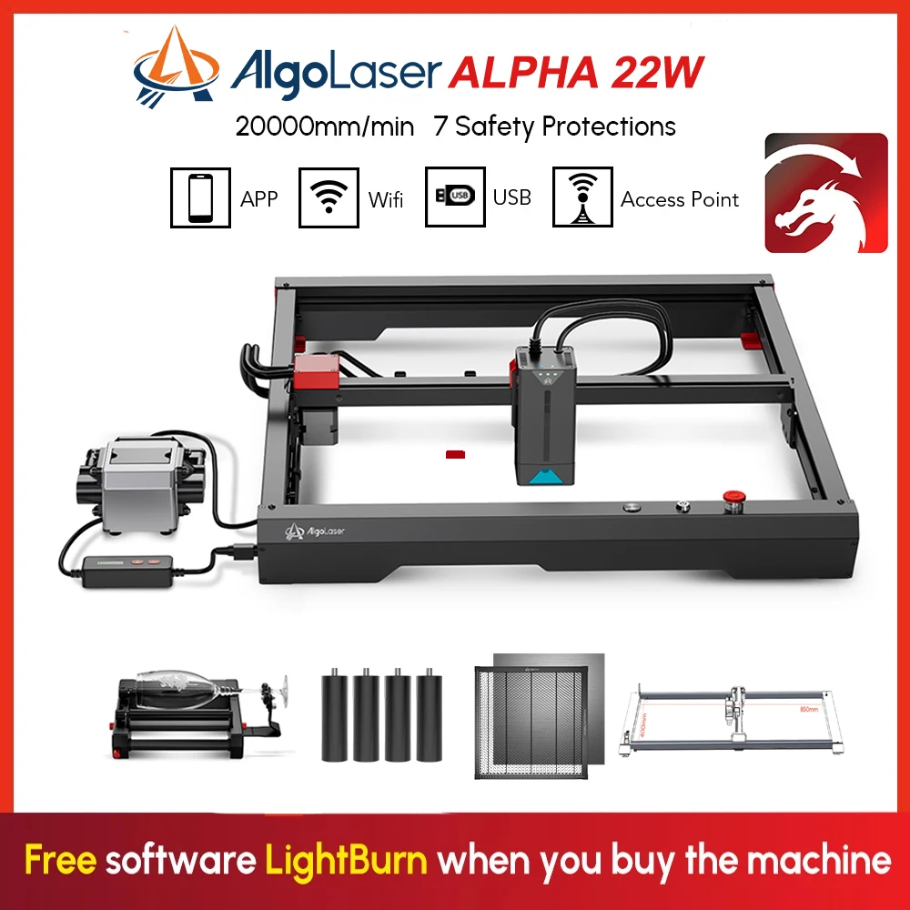 AlgoLasLaser-Alpha-22W-Laser-Engraver-Air-Pump-Engraving-Platform ...