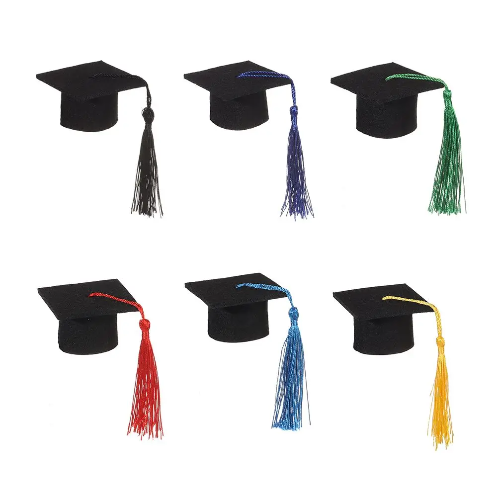6Pcs Mini Graduation Hat Doctoral Cap Costume Top Hat With Tassels DIY ...