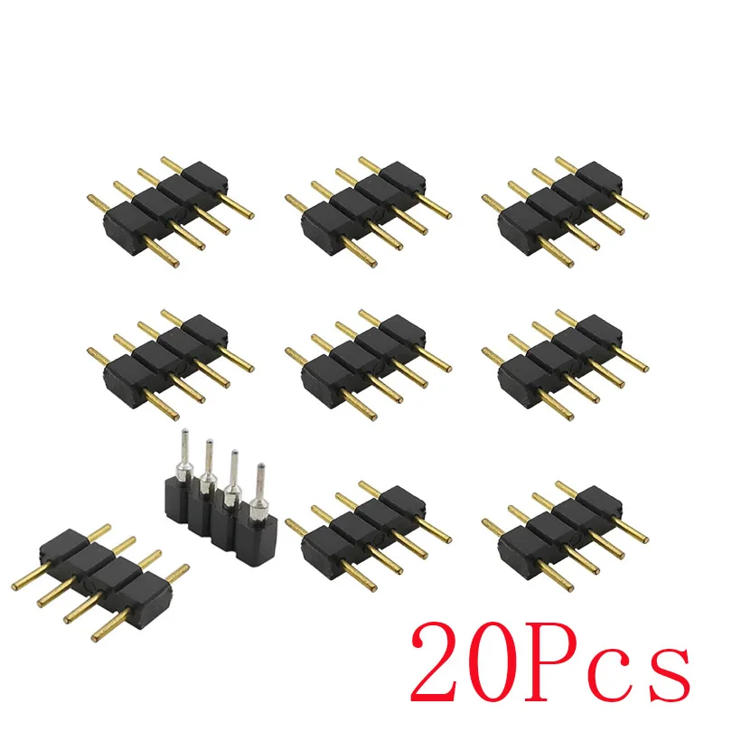 20Pcs-lot-RGB-4Pin-Male-Plug-Female-Jack-Socket-Connector-Pin-Needle ...