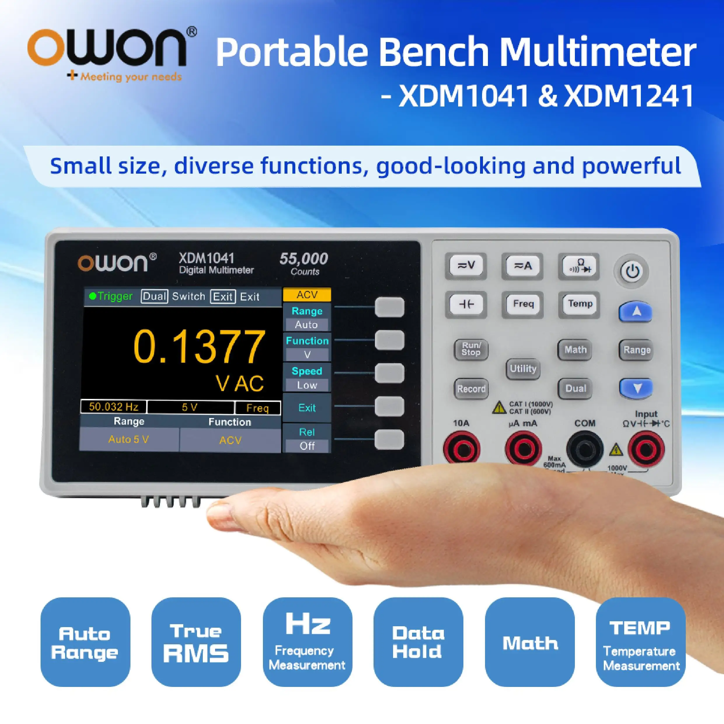 Owon-XDM1241-Digital-Bench-Multimeter-With-18650-lithium-Battery-55000 ...