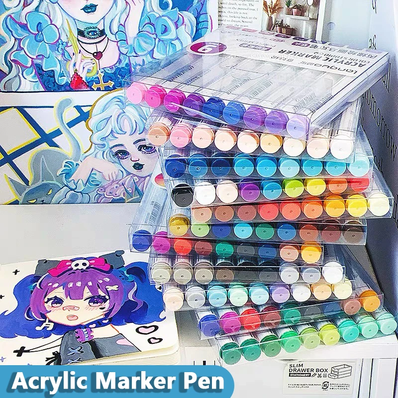 9-Colors-Acrylic-Paint-Marker-Pens-Soft-Brush-Professional-Drawing-Pens ...