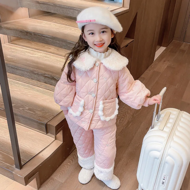 Autumn-Winter-Children-Clothing-Sets-for-Girls-Floral-Coats-Pants-2-Pcs ...