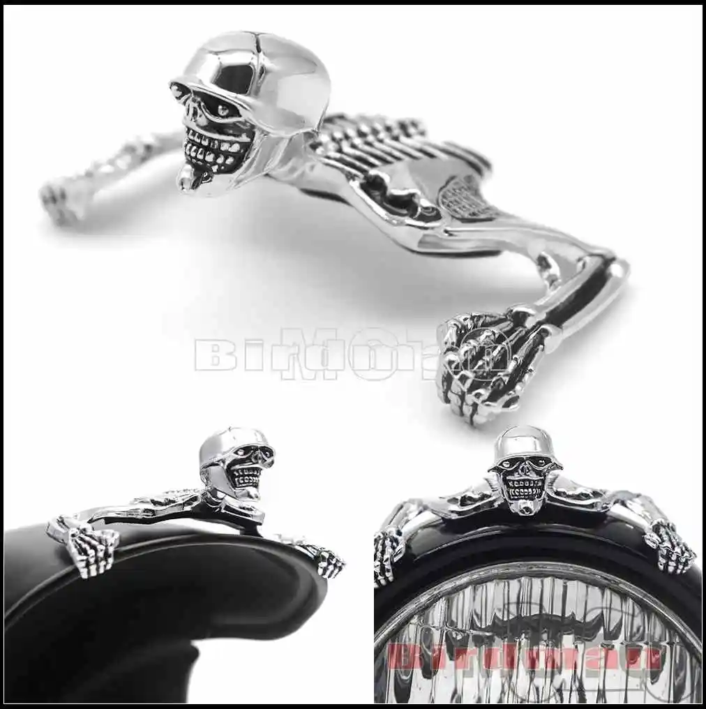 Motorcycle Steel Skull Skeleton Decorative Figure Headlight Visor Front ...