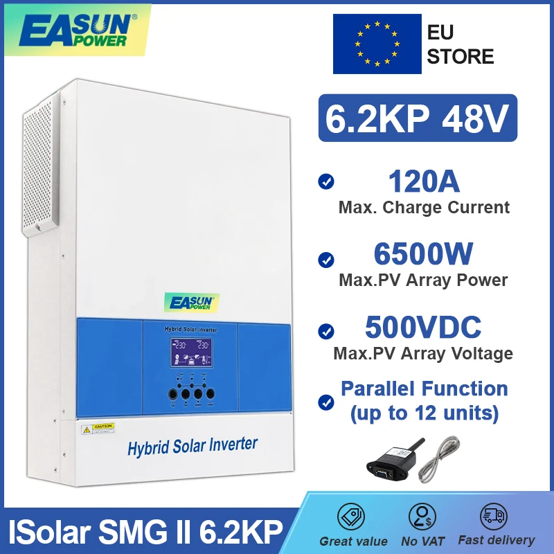 EASUN Solar Inverter 6.2KW 48V 220V 6200W MPPT Off Grid 6500W 120A 500V ...