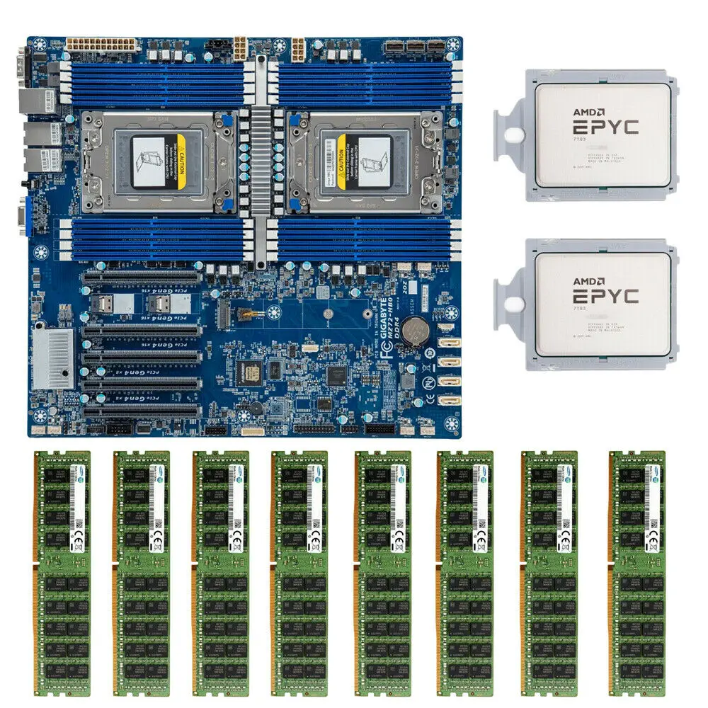 Gigabyte-MZ72-HB0 Placa-Mãe, Rev3.0, 2x AMD EPYC, CPU 7763, 256GB ...