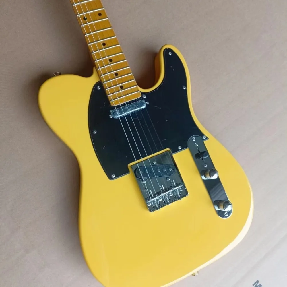 Dark-Cream-Yellow-Tele-Electric-Guitar-Basswood-Body-Maple-Neck-Three ...