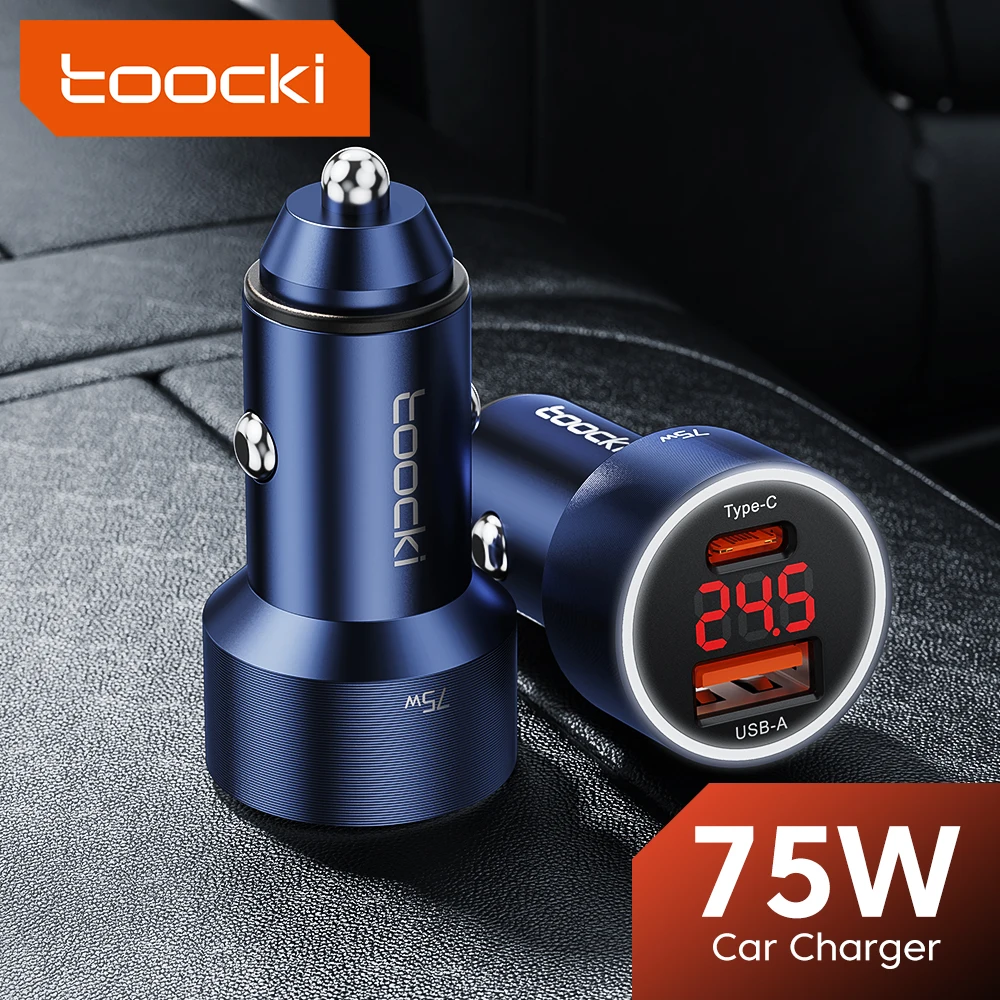 Toocki-75W-USB-Car-Charger-for-Xiaomi-OPPO-Digital-Display-PD-Fast ...