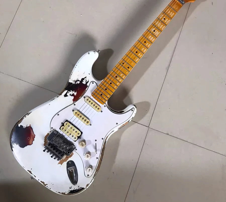 High Quality vintage distress White Tobacco Sunburst 6 Strings Electric ...