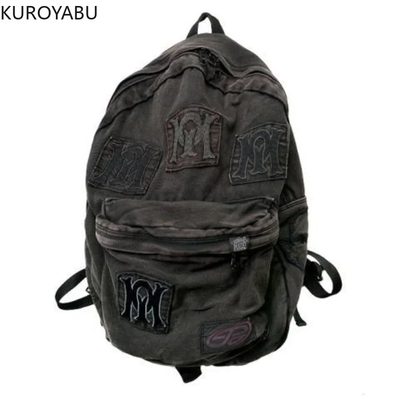 Denim-Y2k-Backpack-Women-Streetwear-Embroidery-Letter-Canvas-Casual ...